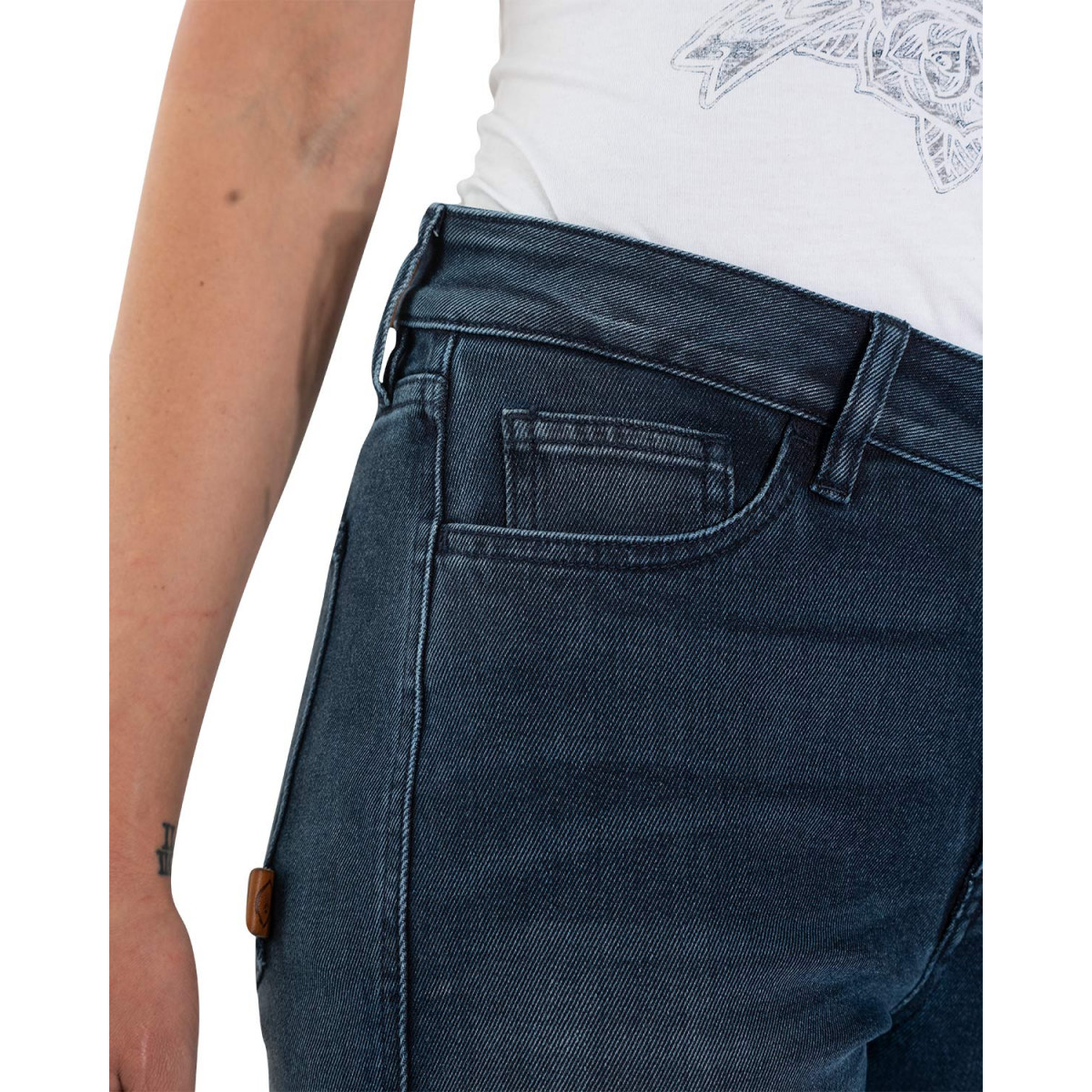 Rokker Rokkertech Lady Mid Waist Straight Blue Motorcycle Jeans