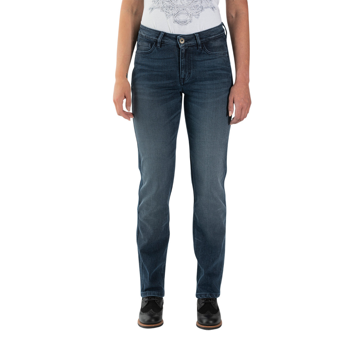 Rokker Rokkertech Lady Mid Waist Straight Blue Motorcycle Jeans