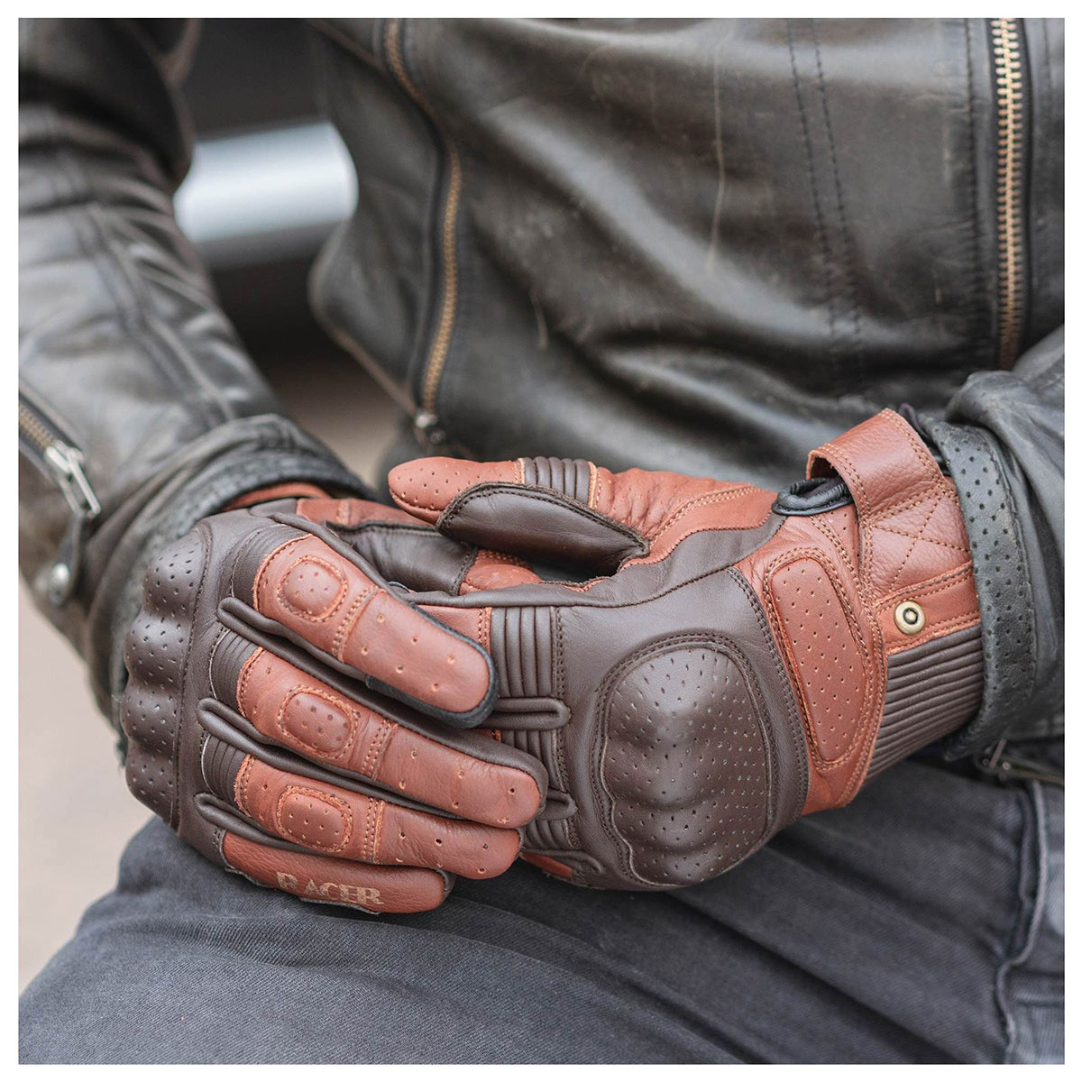 Dante Short Summer Motorcycle Gloves Brown by Racer