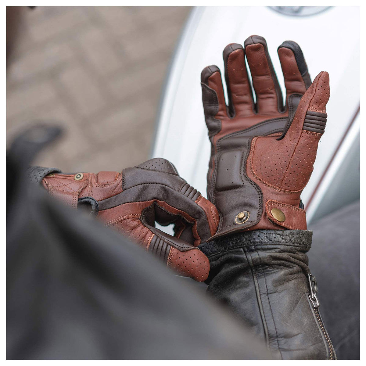 Dante Short Summer Motorcycle Gloves Brown by Racer